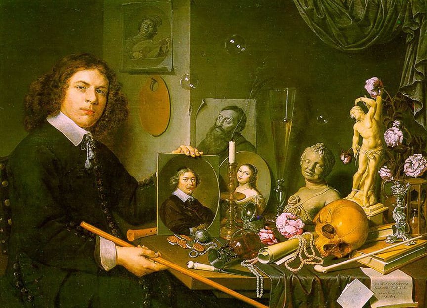 Historic Painting: “Self-Portrait with Vanitas Symbols” by David Bailly ...