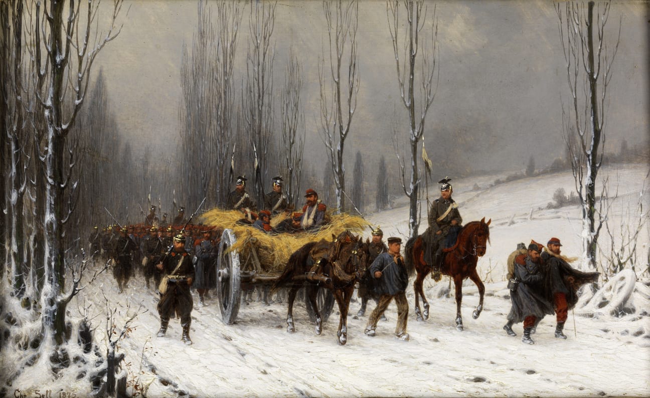 Historic Painting: “Prussian Troops with French Prisoners” by Christian ...